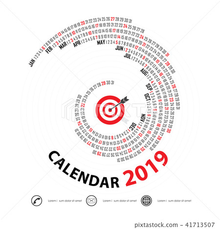 2019 Calendar Template.Spiral calendar. - Stock Illustration [41713507 ...