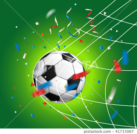Soccer ball with confetti. Soccer competition - Stock Illustration ...
