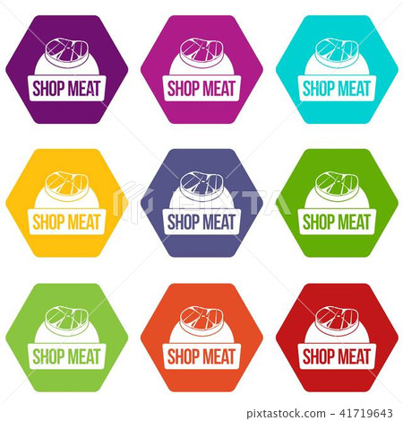 Shop meat icons set 9 vector - Stock Illustration [41719643] - PIXTA