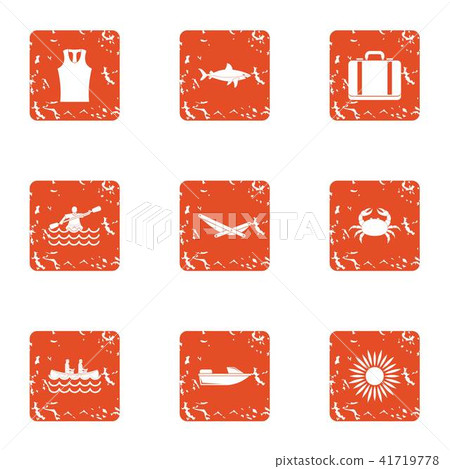 Fish prey icons set, grunge style - Stock Illustration [41719778] - PIXTA