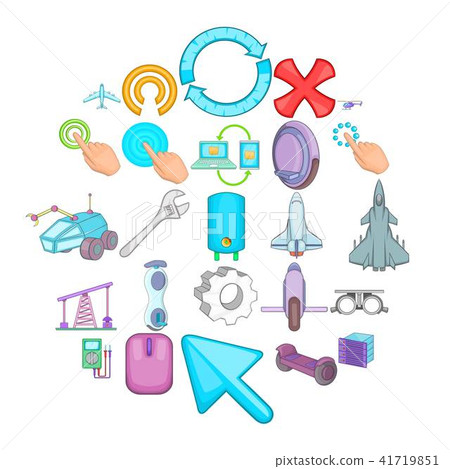 Advanced technologies icons set, cartoon style - Stock Illustration ...