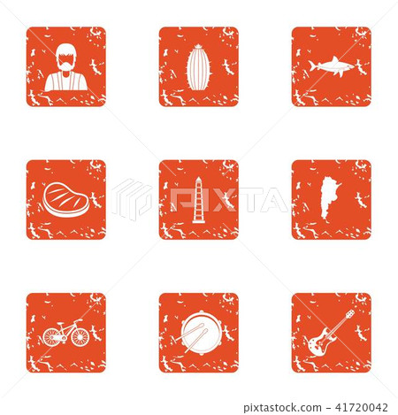 Green area icons set, grunge style - Stock Illustration [41720042] - PIXTA
