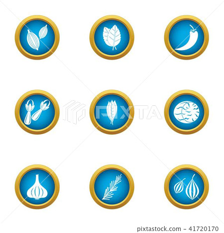 Seasoning food icons set, flat style - Stock Illustration [41720170 ...