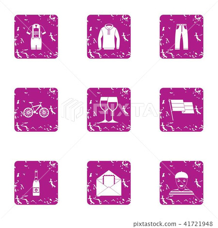 Street performer icons set, grunge style - Stock Illustration [41721948 ...