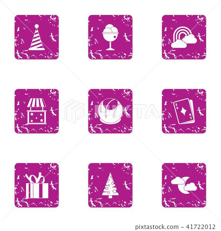 Winter prank icons set, grunge style - Stock Illustration [41722012 ...