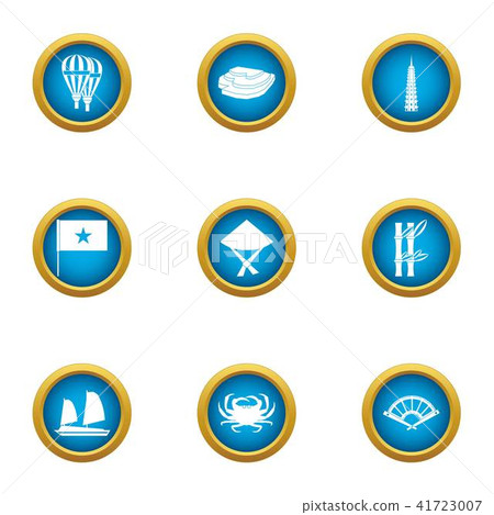 Asian place icons set, flat style - Stock Illustration [41723007] - PIXTA
