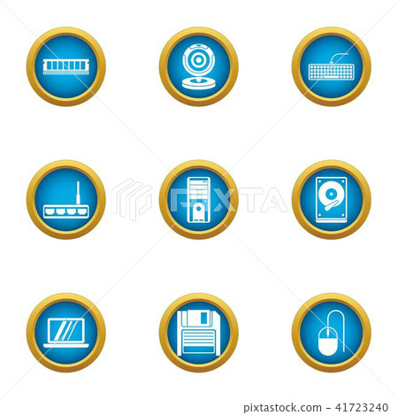 Computer management icons set, flat style - Stock Illustration ...