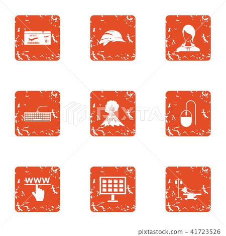 Obtain information icons set, grunge style - Stock Illustration ...