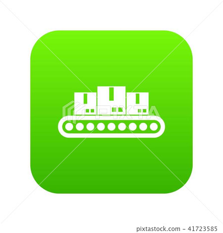 Belt conveyor with load icon digital green - Stock Illustration ...