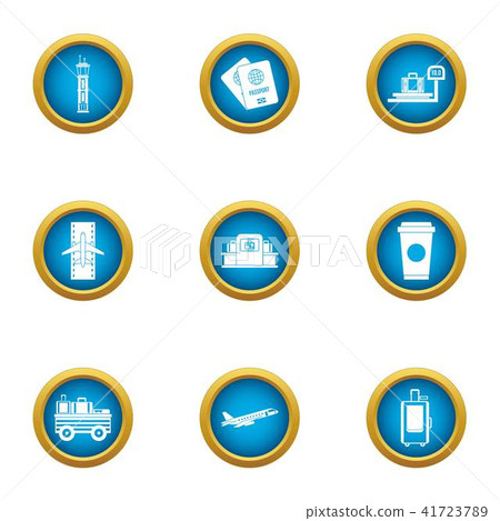 Moving to the country icons set, flat style - Stock Illustration ...