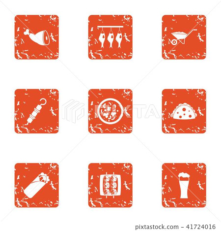 Wild beast icons set, grunge style-插圖素材 [41724016] - PIXTA圖庫