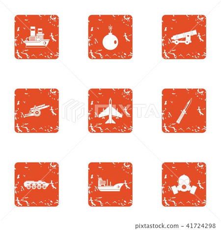 Technical war icons set, grunge style - Stock Illustration [41724298 ...