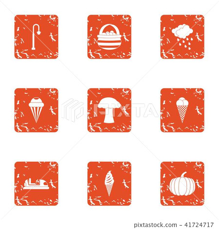 Community garden icons set, grunge style - Stock Illustration [41724717 ...