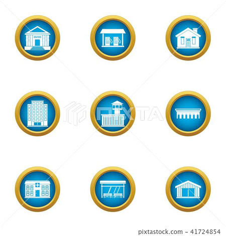 Cultural building icons set, flat style - Stock Illustration [41724854 ...