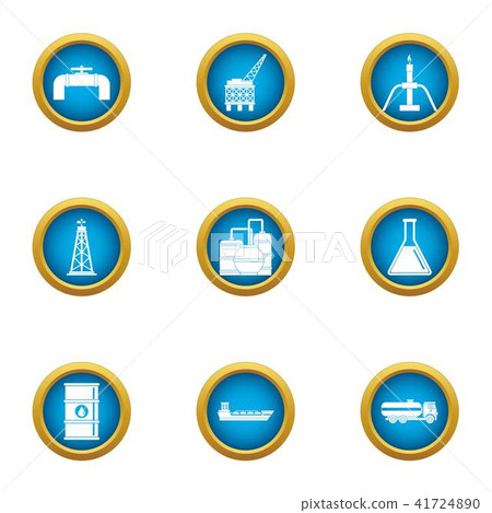 Chemical production icons set, flat style - Stock Illustration ...