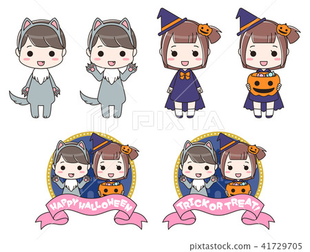 Boy and girl dressed up for Halloween - Stock Illustration [41729705 ...