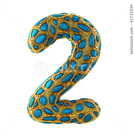 Number 2 two made of golden shining metallic 3D... - Stock Illustration ...