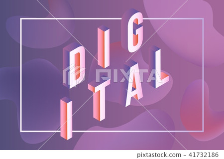 Digital text isometric design - gradient violet... - Stock Illustration ...