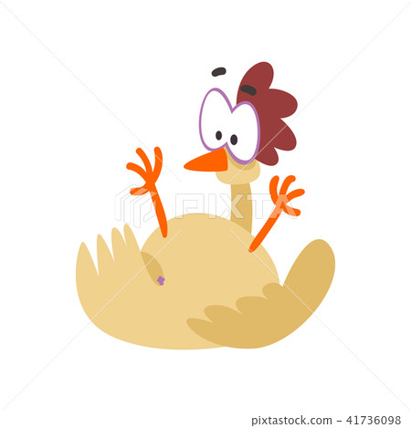 Funny hen fell on its back, comic cartoon... - Stock Illustration ...