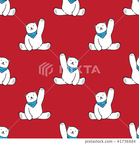 Bear Seamless Pattern polar bear vector scarf red - Stock Illustration ...