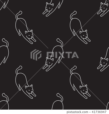 Cat Seamless Pattern vector kitten tile background - Stock Illustration ...