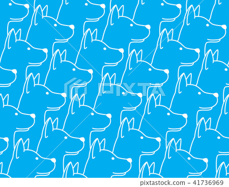 Dog Seamless Pattern vector tile background blue - Stock Illustration ...