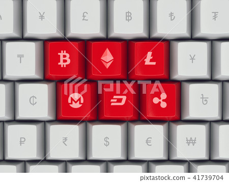 Keyboard buttons with currency and cryptocurrency - Stock Illustration ...