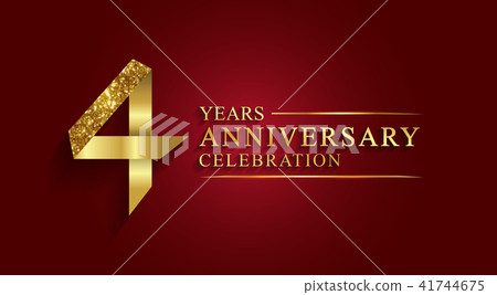 4 years anniversary ribbon gold foil. - Stock Illustration [41744675 ...