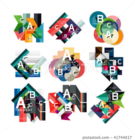 Collection of paper geometric infographics, a b... - Stock Illustration ...