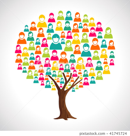 People tree concept for community teamwork - Stock Illustration ...