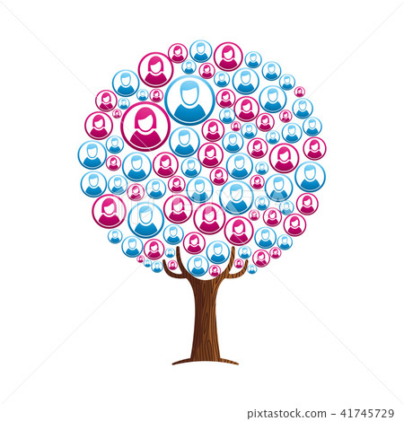 People tree concept for community teamwork - Stock Illustration ...
