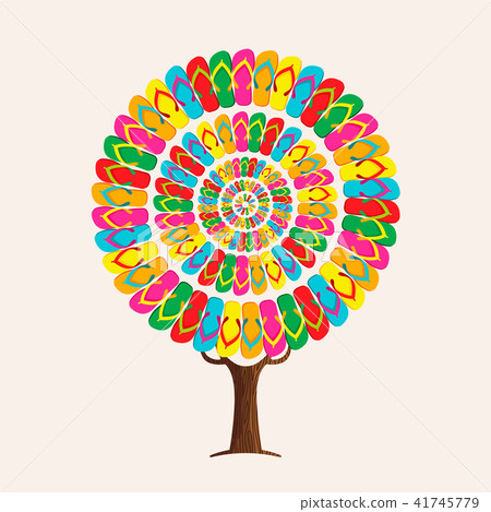 Summer flip flop tree concept for beach holiday - Stock Illustration ...