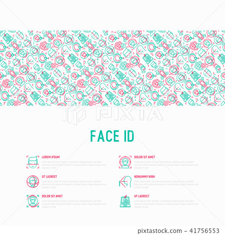 Face ID concept with thin line icons - Stock Illustration [41756553 ...