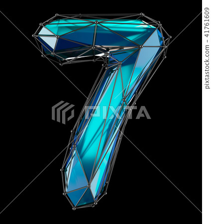 Number 7 seven in low poly style blue color... - Stock Illustration ...