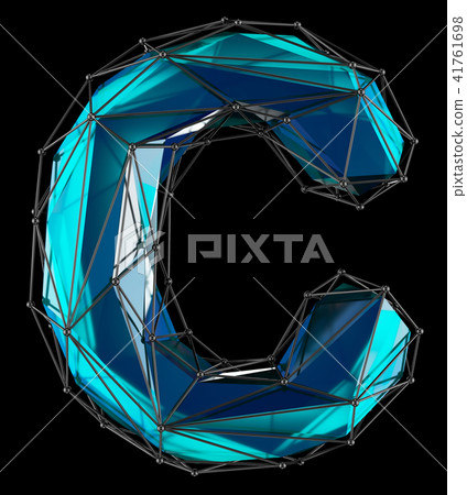 Capital latin letter C in low poly style blue... - Stock Illustration ...