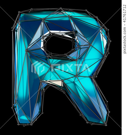 Capital latin letter R in low poly style blue... - Stock Illustration ...