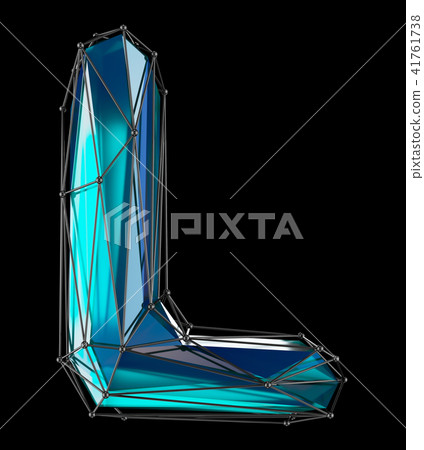Capital latin letter L in low poly style blue... - Stock Illustration ...