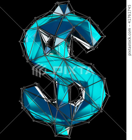 dollar sign made in low poly style blue color... - Stock Illustration ...
