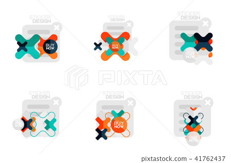 Set of flat design geometric stickers and... - Stock Illustration ...