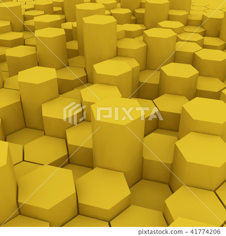 Yellow hexagon pattern backgrond. 3d rendering - Stock Illustration ...