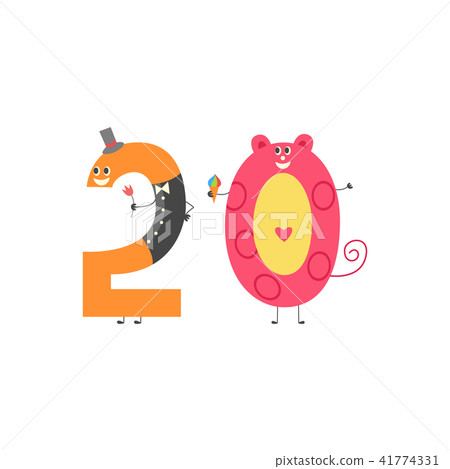 Number twenty cartoon character for teaching... - Stock Illustration ...