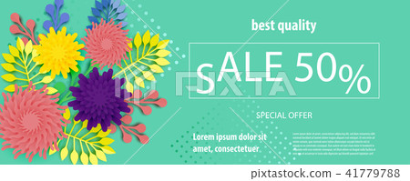 Horizontal paper flower sale banner - Stock Illustration [41779788] - PIXTA