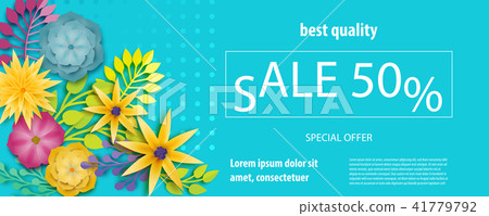 Horizontal paper flower sale banner - Stock Illustration [41779792] - PIXTA