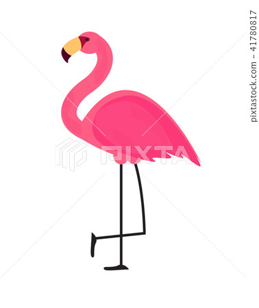 Cute Pink Flamingo Icon Vector Illustration - Stock Illustration ...