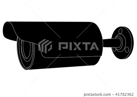 CCTV security camera. Side view. Black outline... - Stock Illustration ...