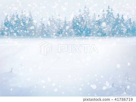 Vector winter snowfall landscape. - Stock Illustration [41786719] - PIXTA
