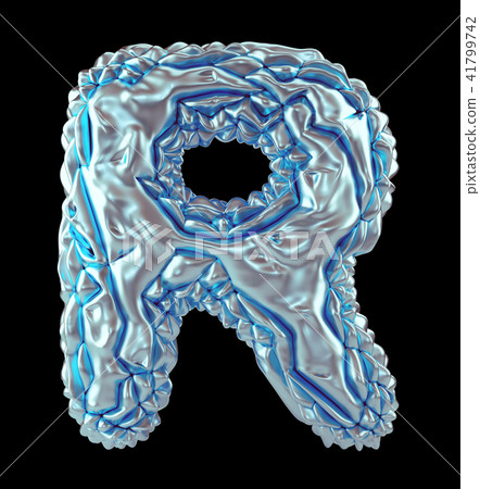 Capital latin letter R made of crumpled silver... - Stock Illustration ...