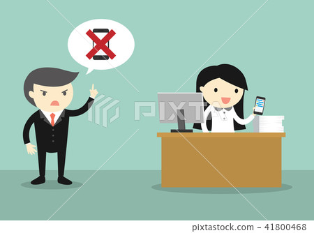 Not using smartphone while working. - Stock Illustration [41800468] - PIXTA