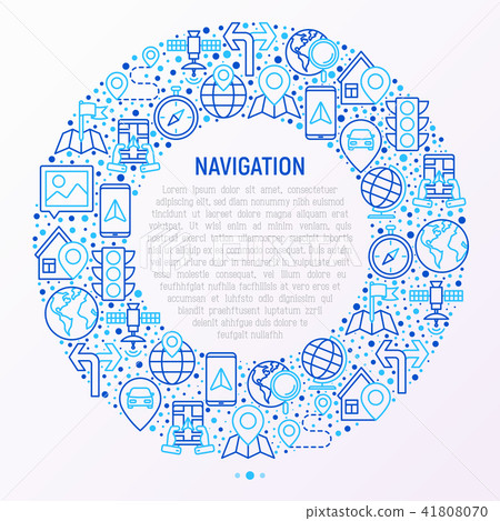 Navigation and direction concept in circle - Stock Illustration ...