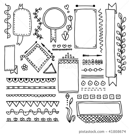 Set of doodle frames and borders - Stock Illustration [41808674] - PIXTA